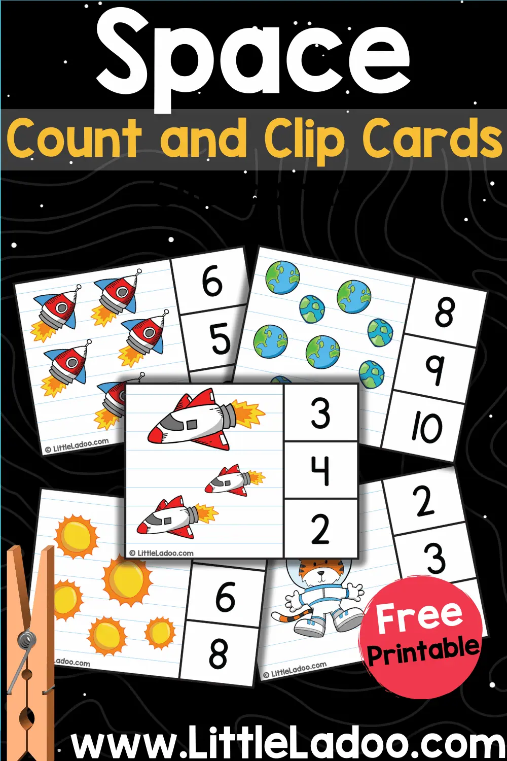 Space Count and Clip Cards {Free Printable}