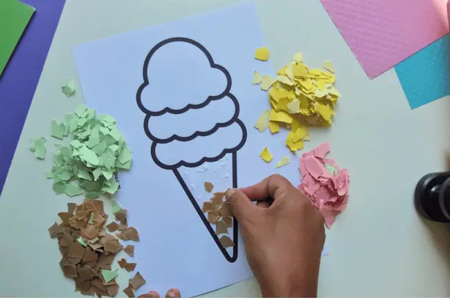 Torn Paper Ice Cream Craft {Free Template}