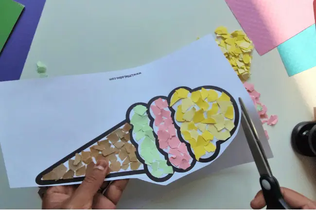 Torn Paper Ice Cream Craft {Free Template}