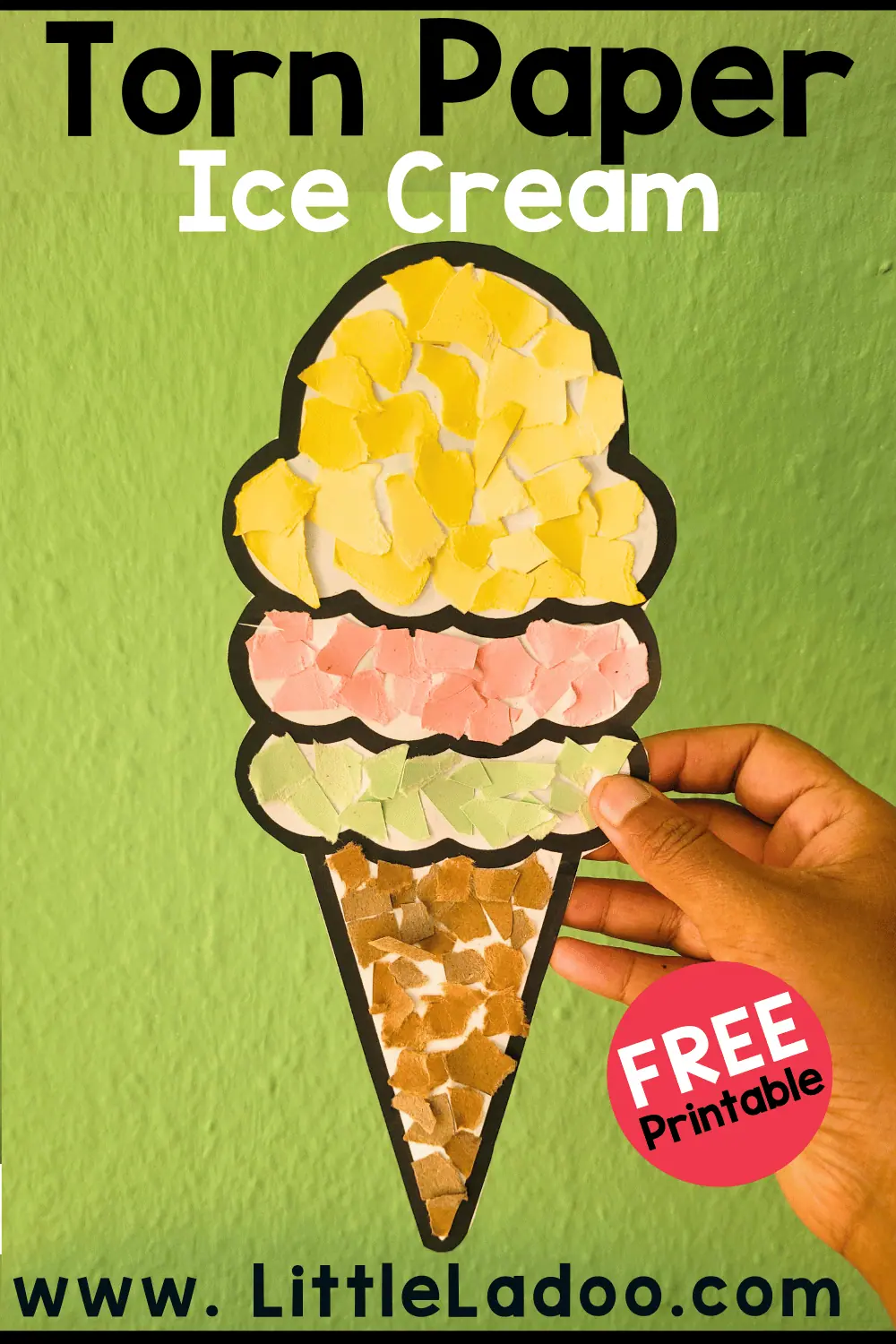 Torn Paper Ice Cream Craft {Free Template}