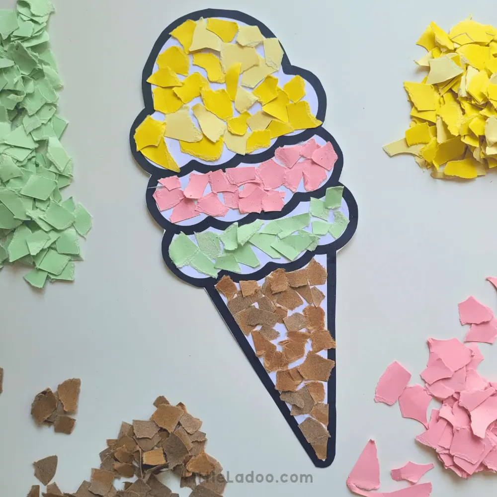 Torn Paper Ice Cream Craft {Free Template}