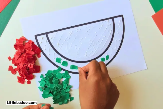 Torn Paper Watermelon Craft {Free Template}