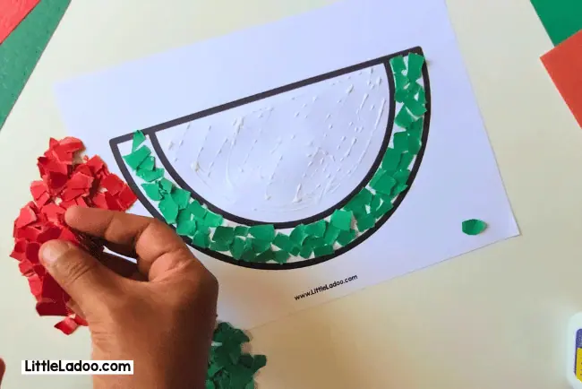 Torn Paper Watermelon Craft {Free Template}
