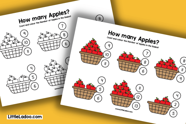Apple Math Worksheets {Free Printable}