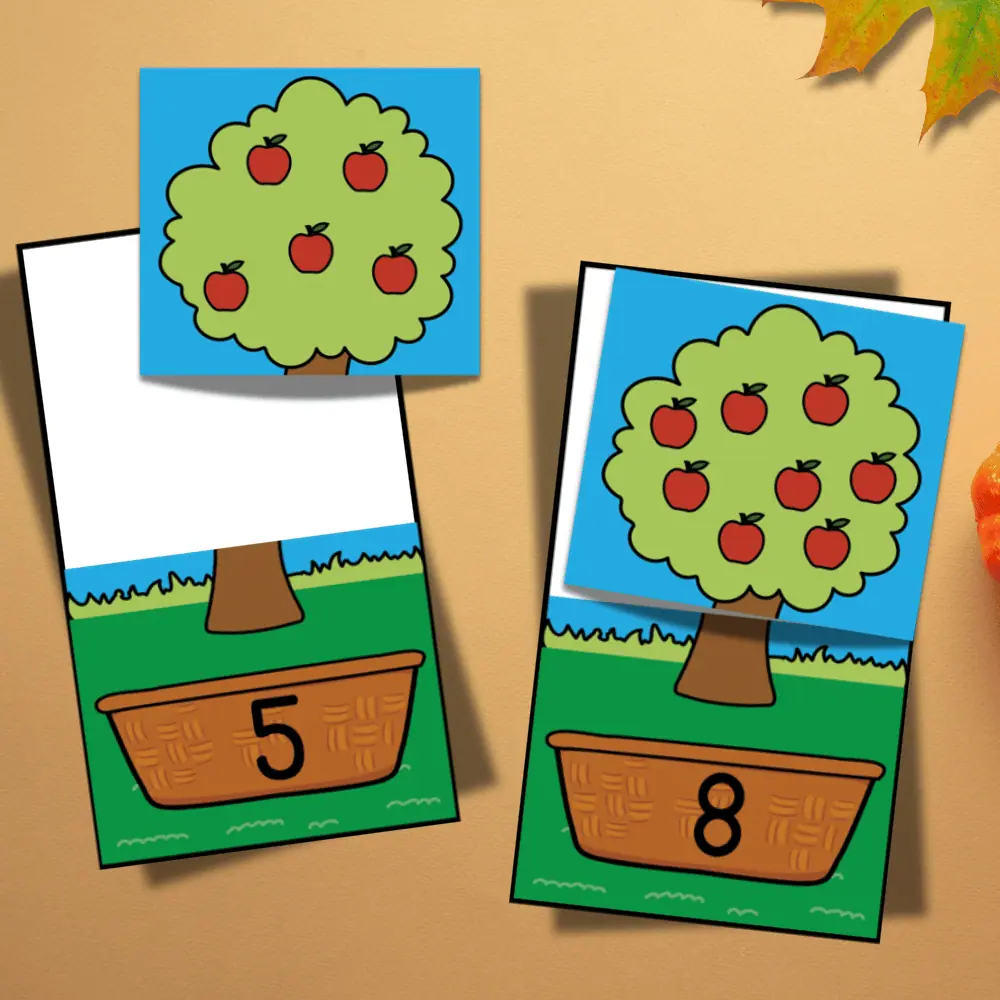 Apple Count and Match cards {Free printable}