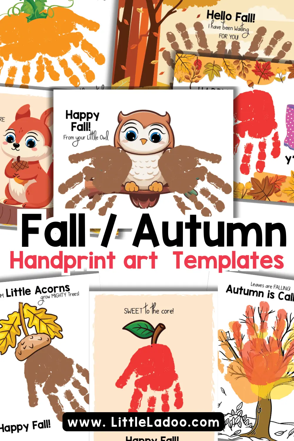 Fall Handprint Art Printable {8 Designs}