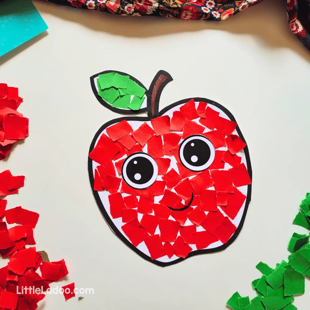 Torn Paper Apple Craft {Free template}