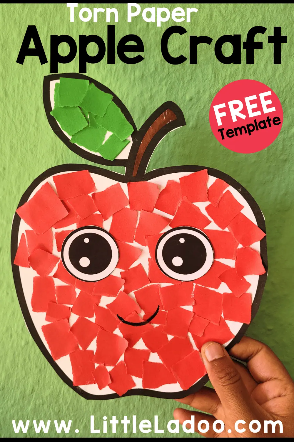 Torn Paper Apple Craft {Free template}
