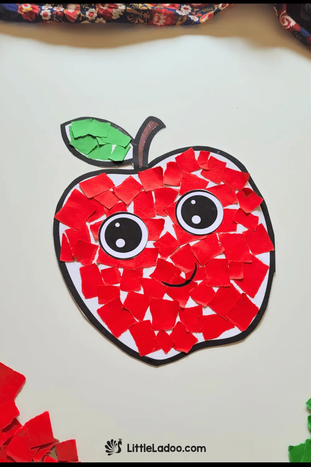 Torn Paper Apple Craft {Free template}