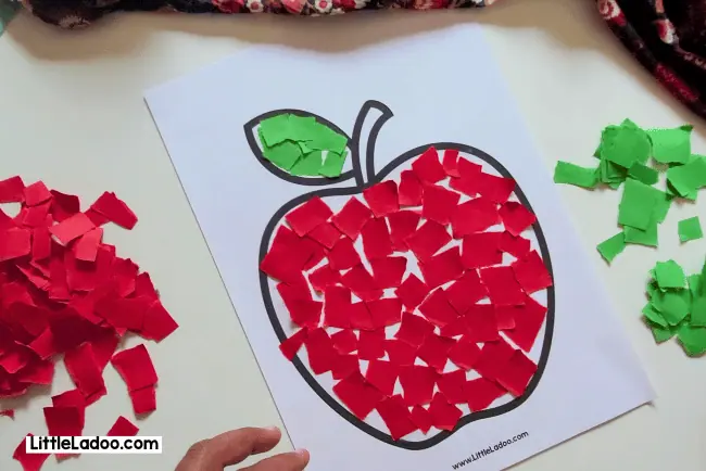 Torn Paper Apple Craft {Free template}