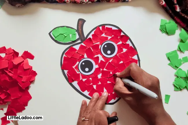 Torn Paper Apple Craft {Free template}