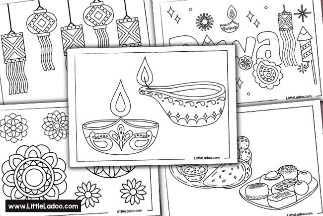 Diwali Colouring Pages {Free Printable}