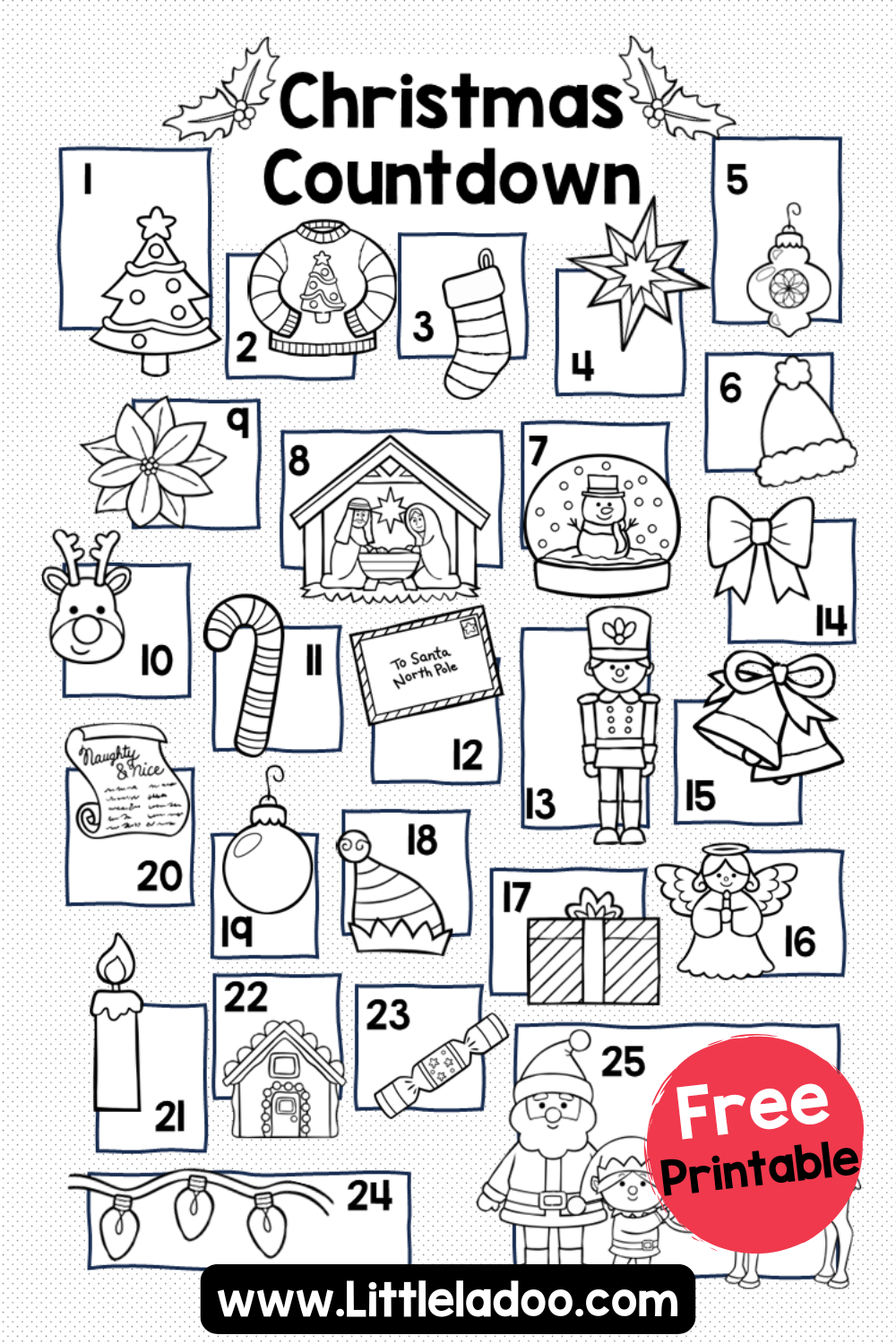 Countdown to Christmas Colouring Advent Calendar - Little Ladoo