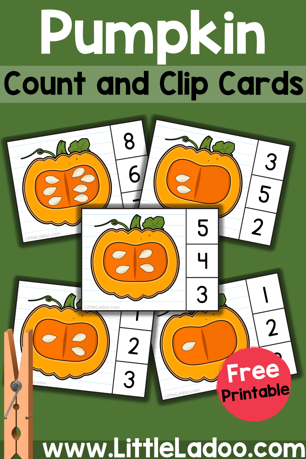Pumpkin Count and Clip Cards {Free Printable}