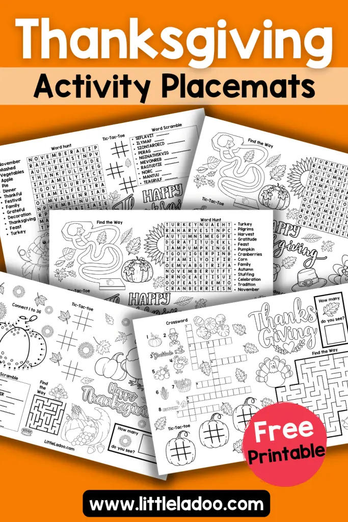 Thanksgiving Activity Placemat {Free Printable}