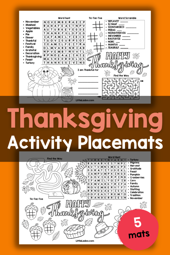 Thanksgiving Activity Placemat {Free Printable}
