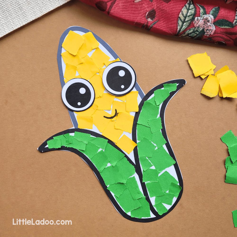 Torn Paper Corn Craft {Free Template}
