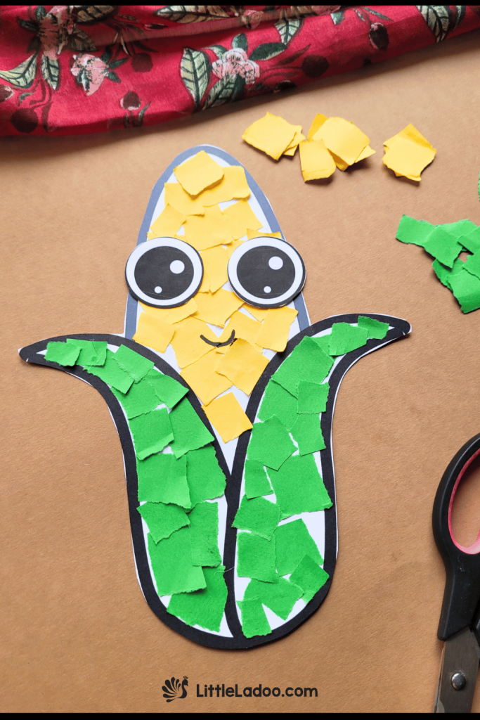 Torn Paper Corn Craft {Free Template}