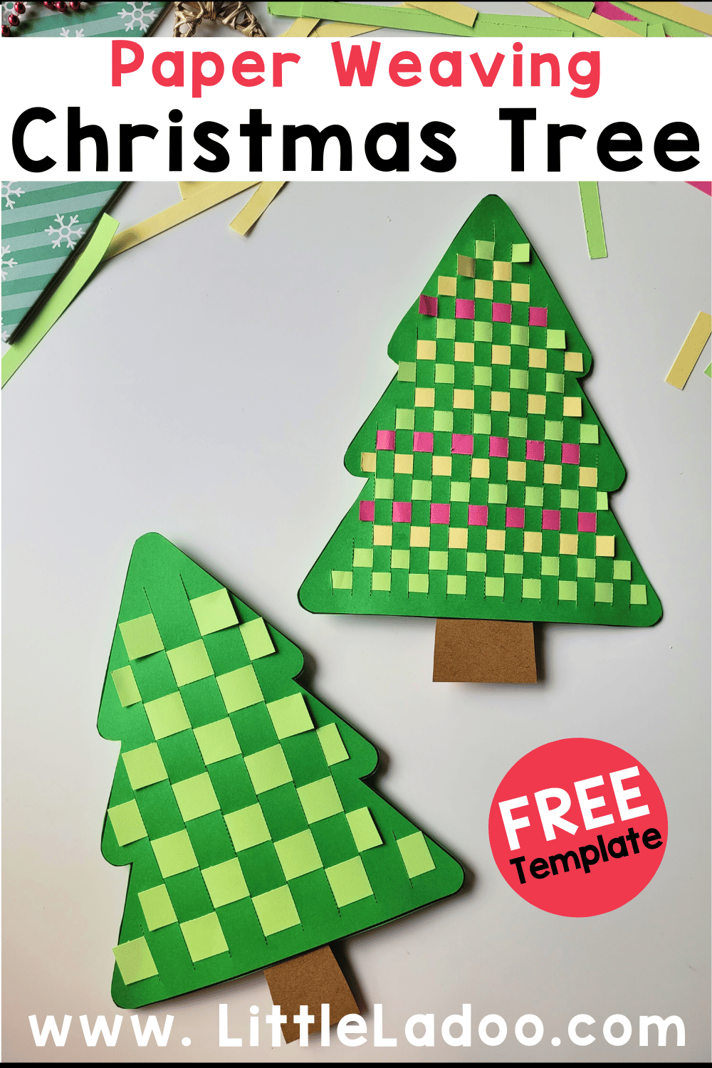 Paper Weaving Christmas Tree Craft {Free Template}