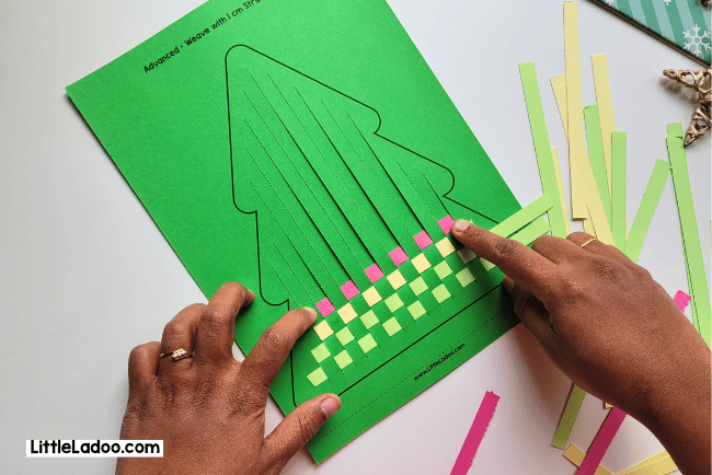 Paper Weaving Christmas Tree Craft {Free Template}