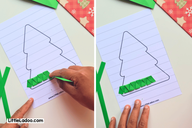 Zig Zag Paper Christmas Tree Craft {Free Template}