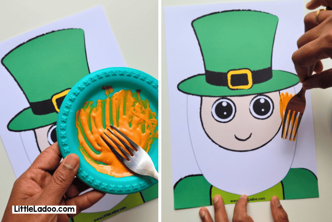 Fork Painted Leprechaun Craft {Free Template}