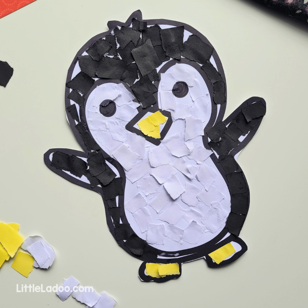 Torn Paper Penguin Craft {Free Template}