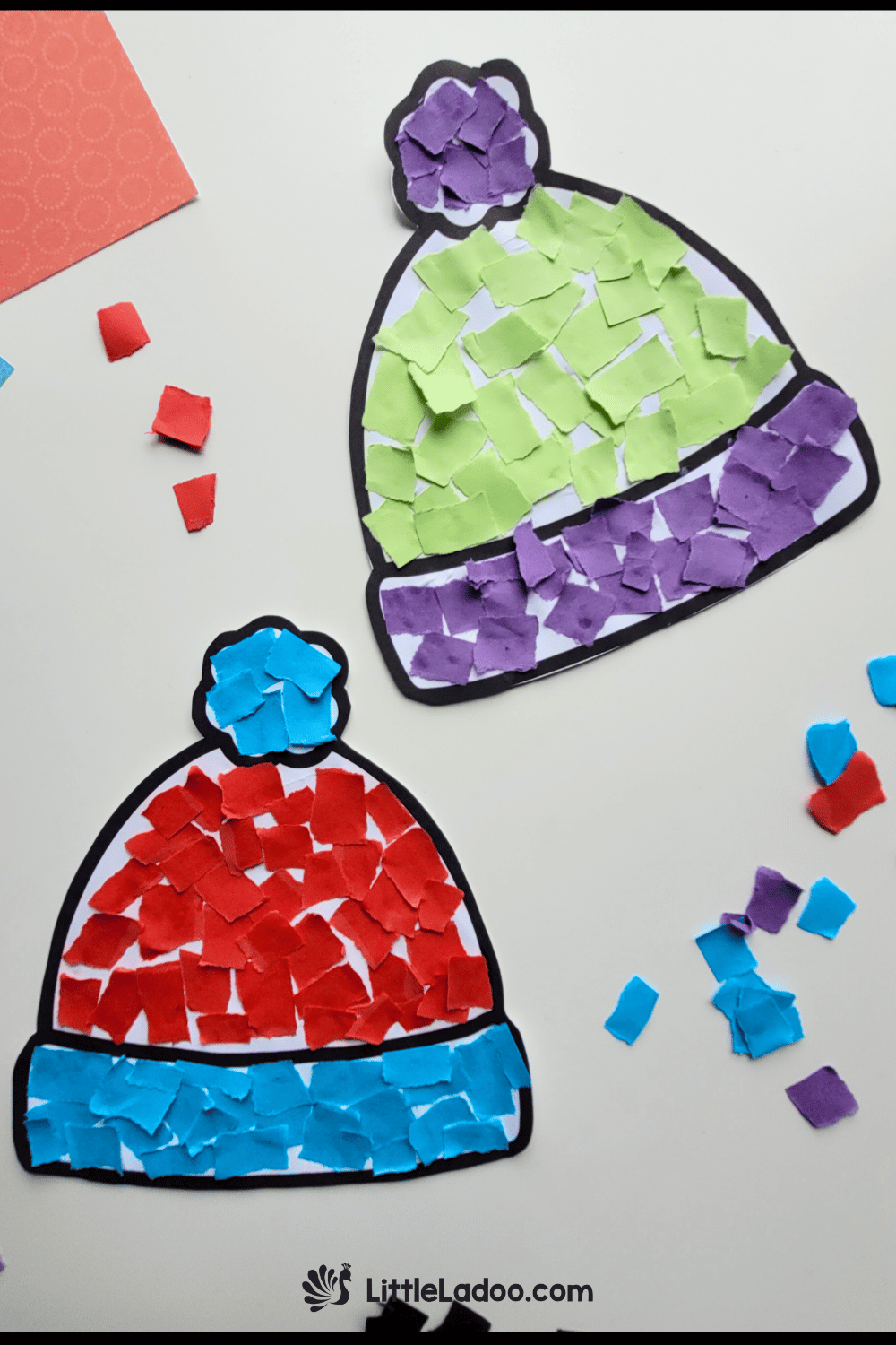 Torn Paper Winter Cap Craft {Free Template}