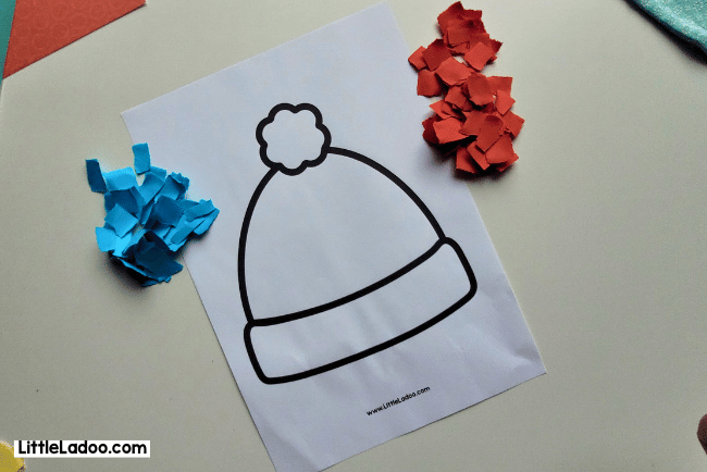 Torn Paper Winter Cap Craft {Free Template}