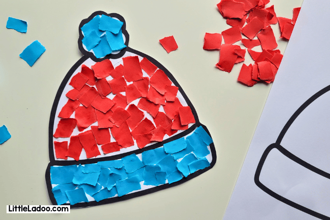 Torn Paper Winter Cap Craft {Free Template}