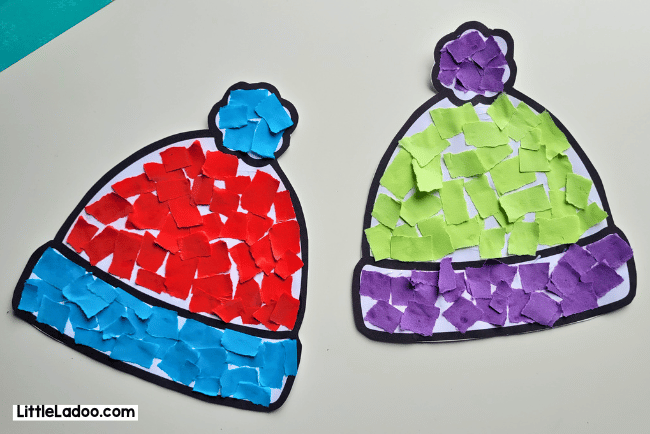 Torn Paper Winter Cap Craft {Free Template}