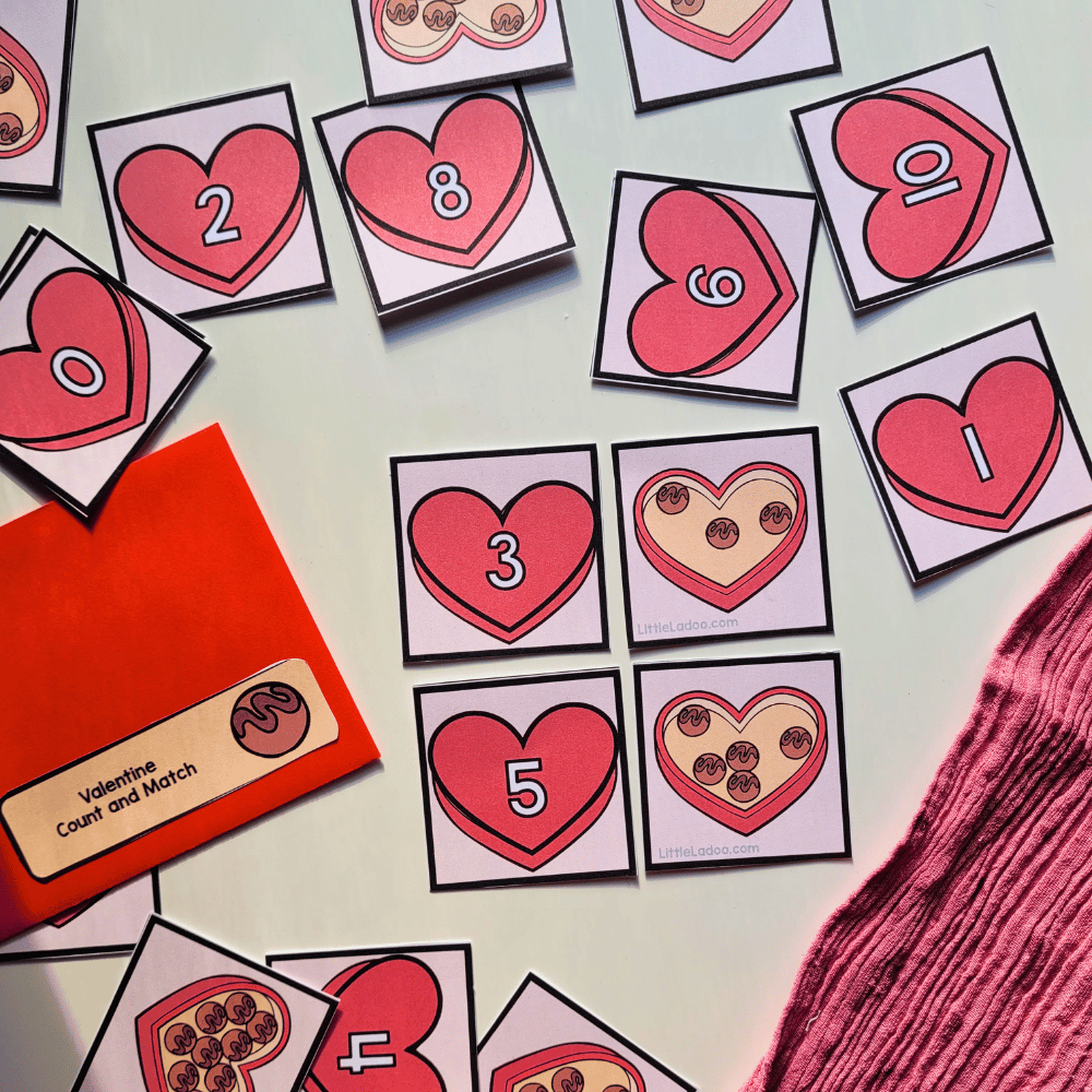 Valentine Count and Match Cards {Free Printable}