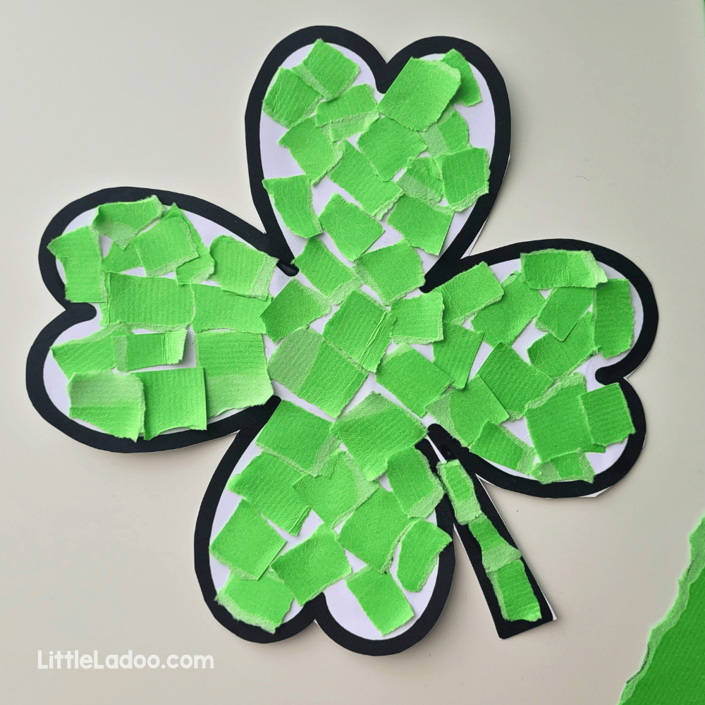 Torn Paper Shamrock Craft {Free Template}