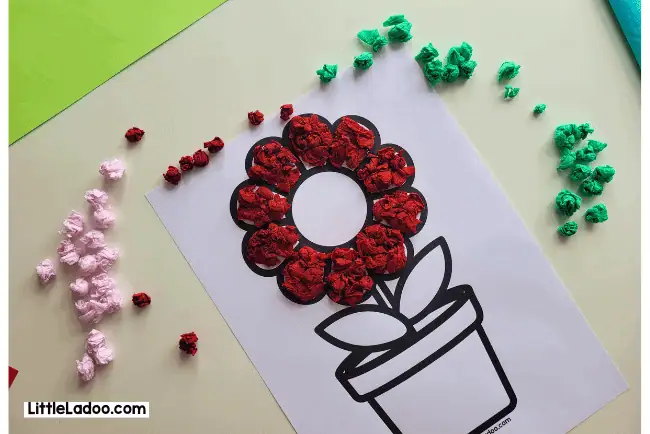 Crumpled Paper Flower Pot Craft {Free Template}