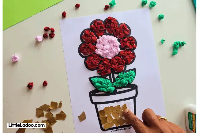 Crumpled Paper Flower Pot Craft {Free Template}