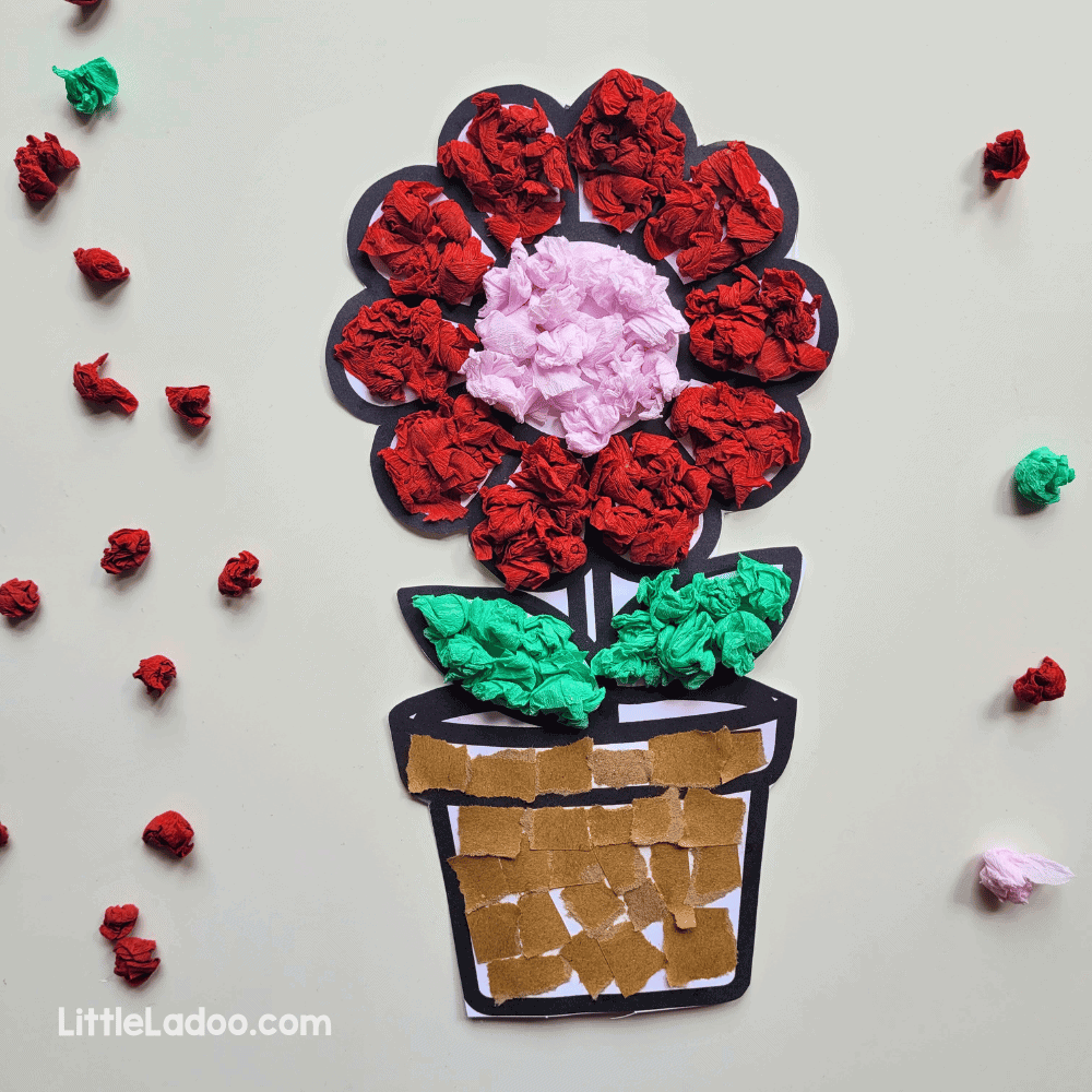 Crumpled Paper Flower Pot Craft {Free Template}