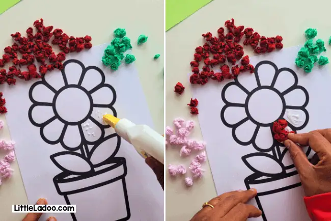 Crumpled Paper Flower Pot Craft {Free Template}
