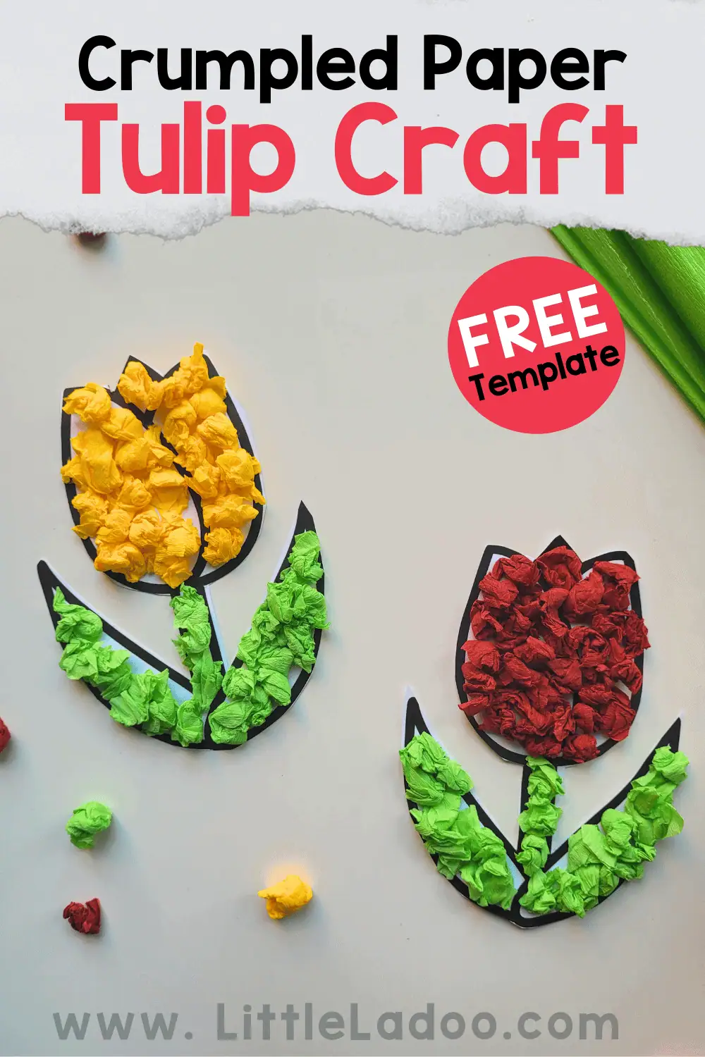 Crumpled Paper Tulip Craft {Free Template}
