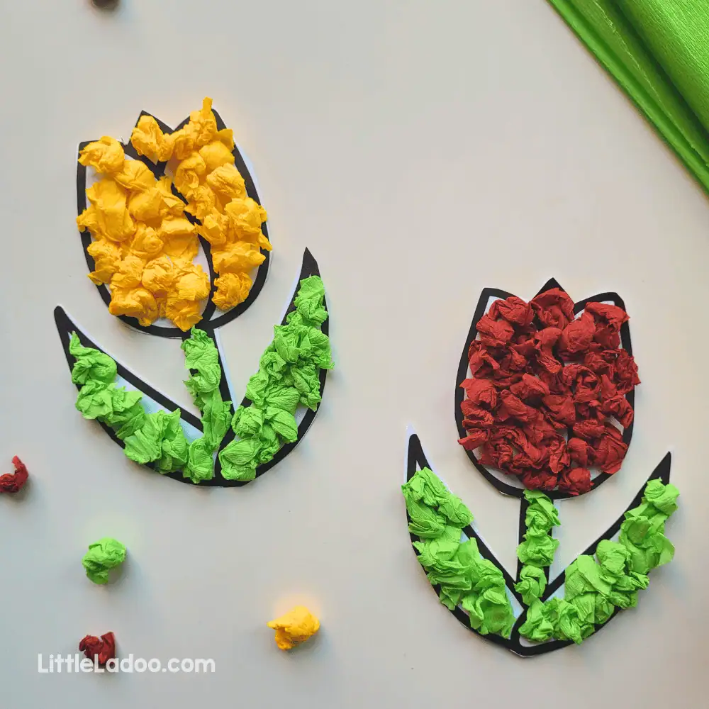 Crumpled Paper Tulip Craft {Free Template}