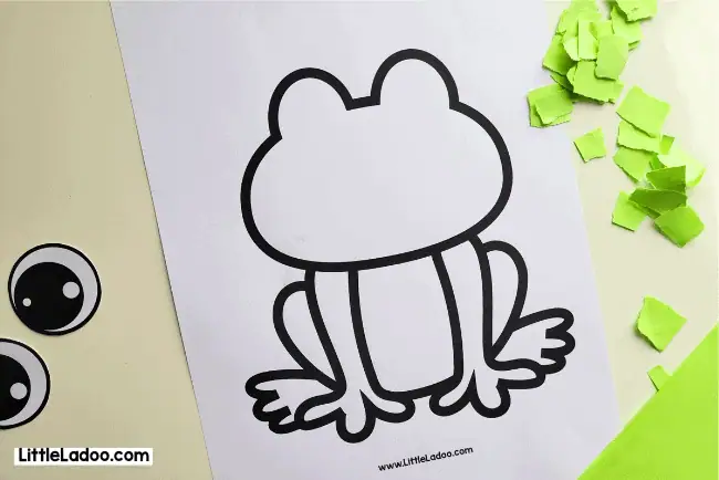 Torn Paper Frog Craft {Free Template}