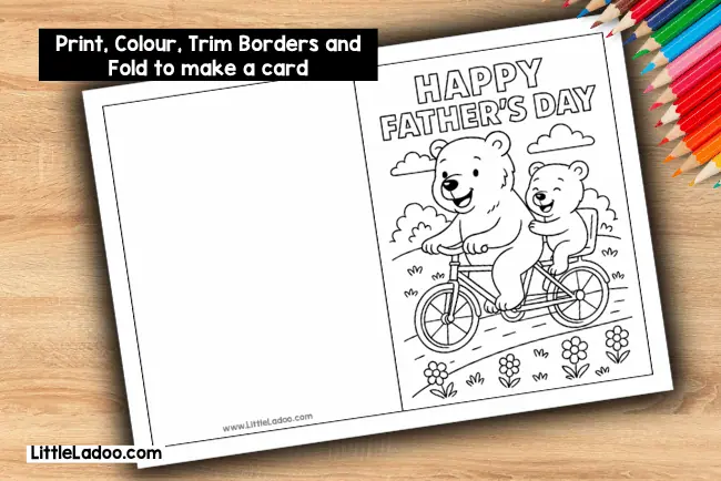 Father's Day Colouring Card Printable