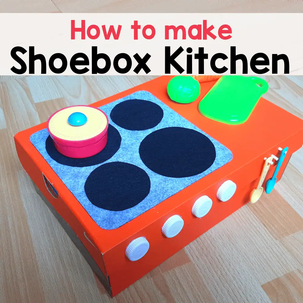 How to make Cardboard Play kitchen for Kids Using Shoebox?