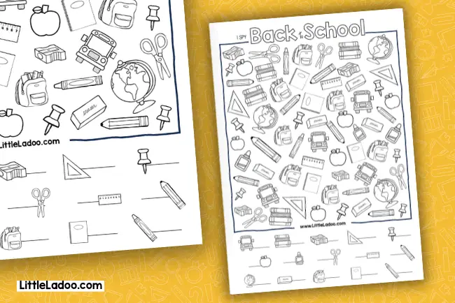 I Spy Back to School {Free Printable} - Little Ladoo